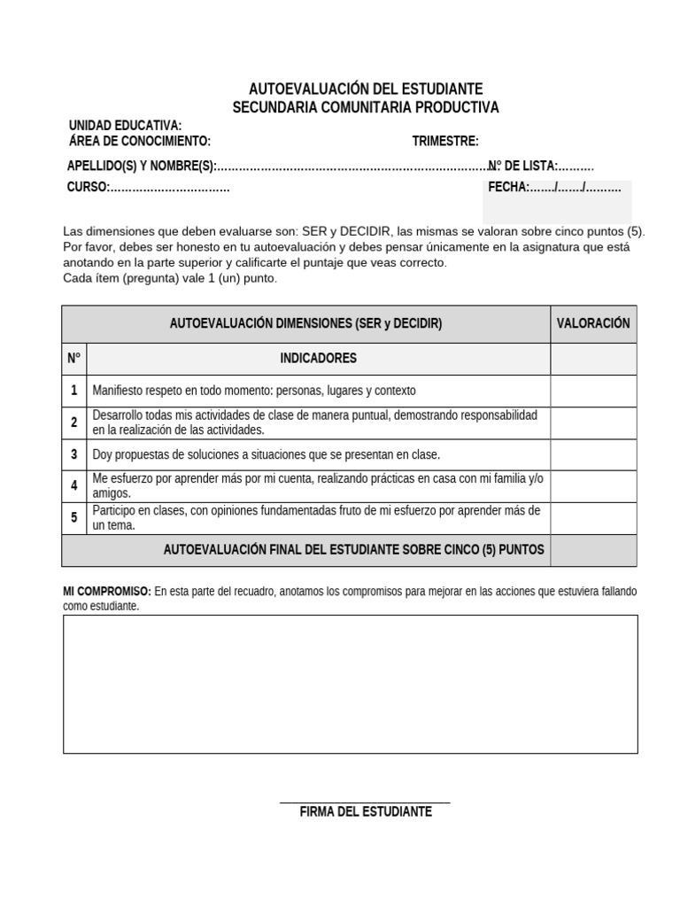 Autoevaluación 2024 - Secundaria | PDF