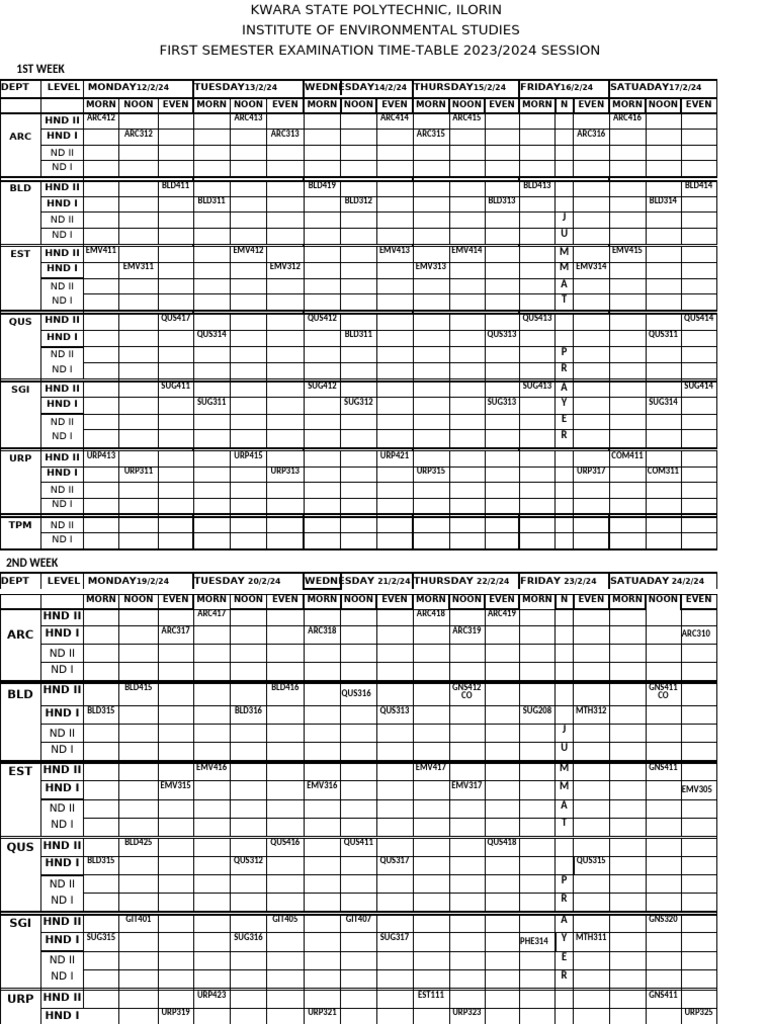 Full Time Table First Semester 2023 24.original 2 | PDF
