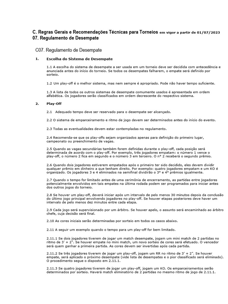 C07 - Regras de Desempate | PDF