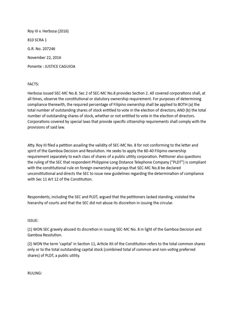 Roy III v. Herbosa | PDF