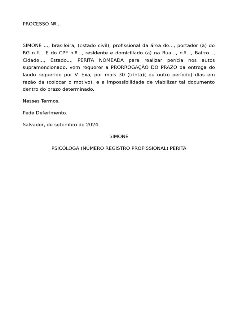 Modelo Prorrogação Do Prazo | PDF