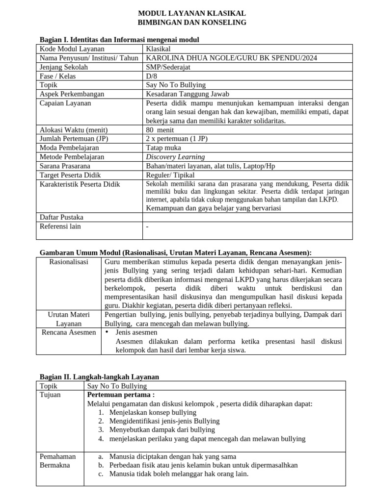MODUL LAYAN BK BULLYING (1) | PDF