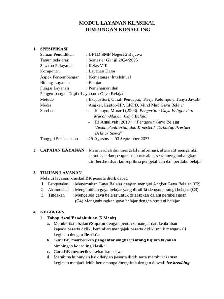 MODUL LAYANAN BK (1) (1) | PDF