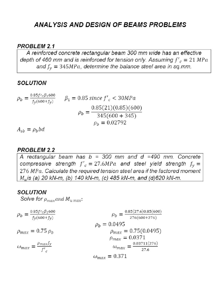 Analysis and Design of Beams Problems - TOAZ - INFO | PDF