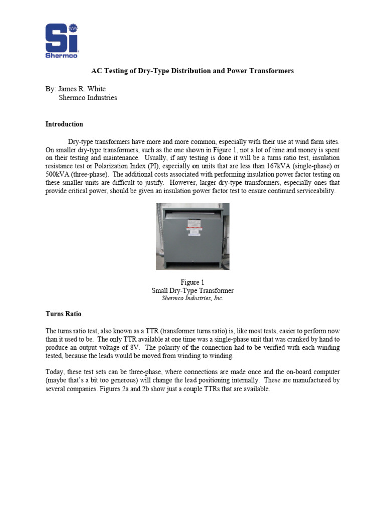 Shermco AC Testing Dry Type Distribution Power Transformers | PDF ...