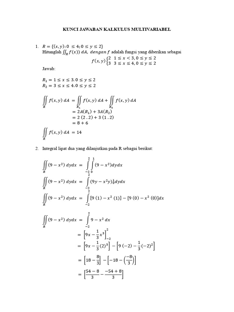 Kunci Jawaban Kalkulus Multivariabel | PDF