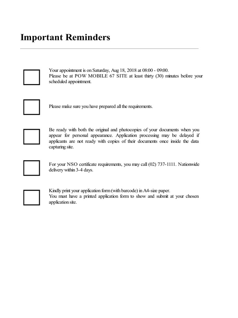 Important Reminders | PDF