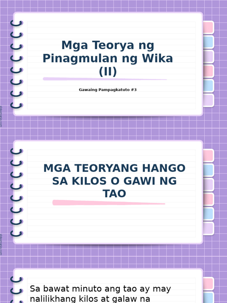 Las 3 Mga Teoryang Pinagmulan NG Wika II | PDF