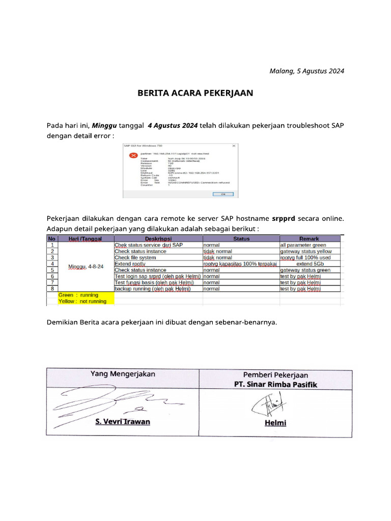 BAP Server VM SRP | PDF