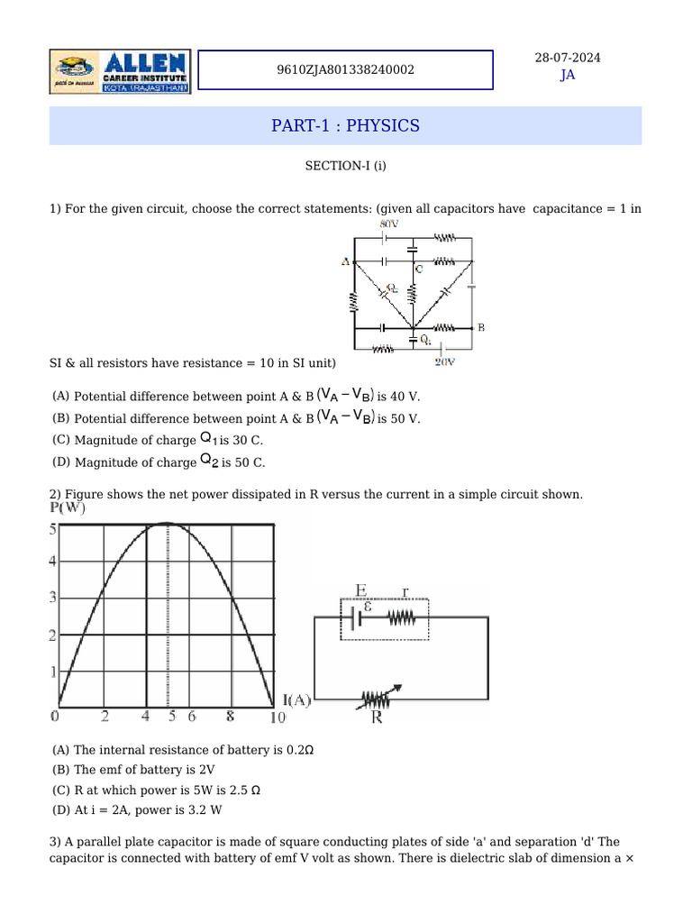 Solution 1 | PDF | Capacitor | Ph