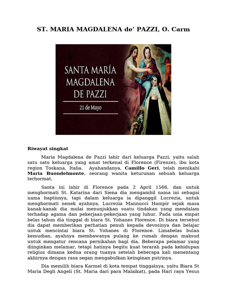 ST. Maria Magdalena de Pazzi | PDF