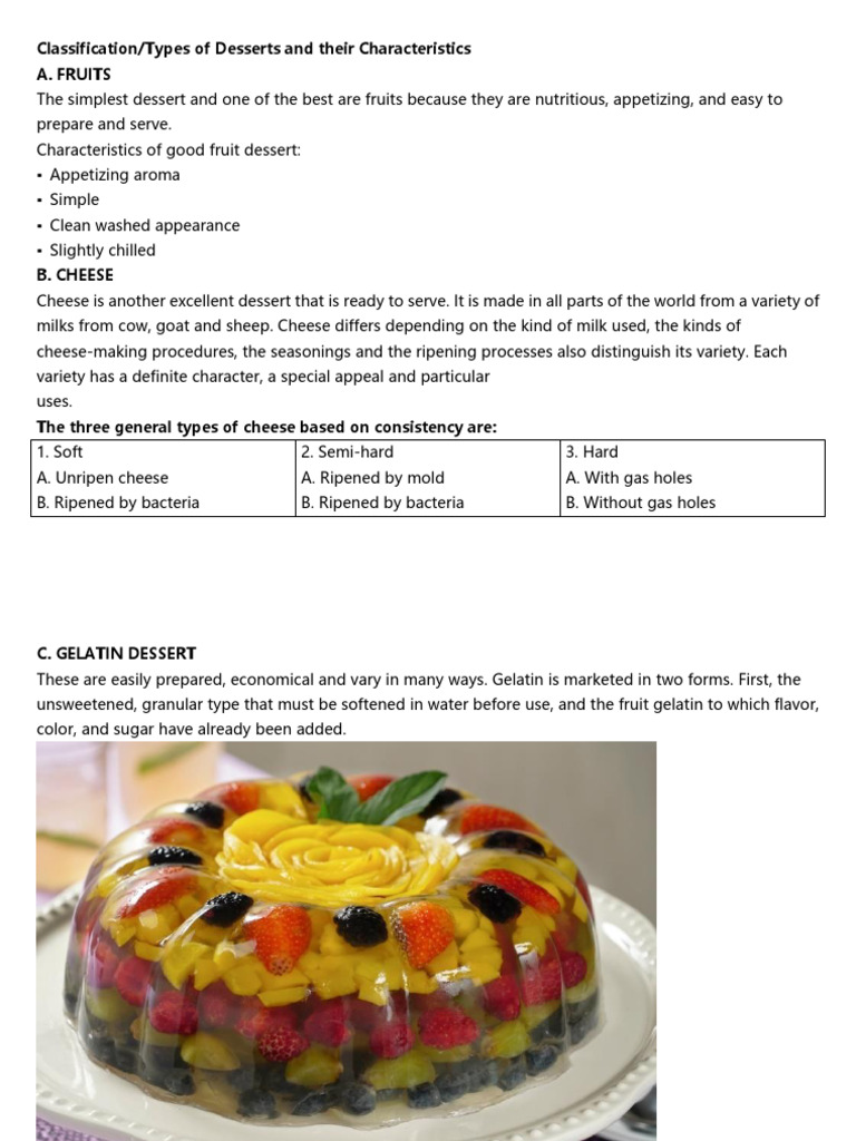 7 Classification of Desserts | PDF