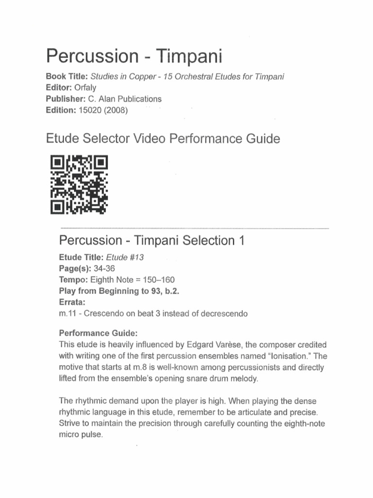 Timpani All Region Etudes | PDF