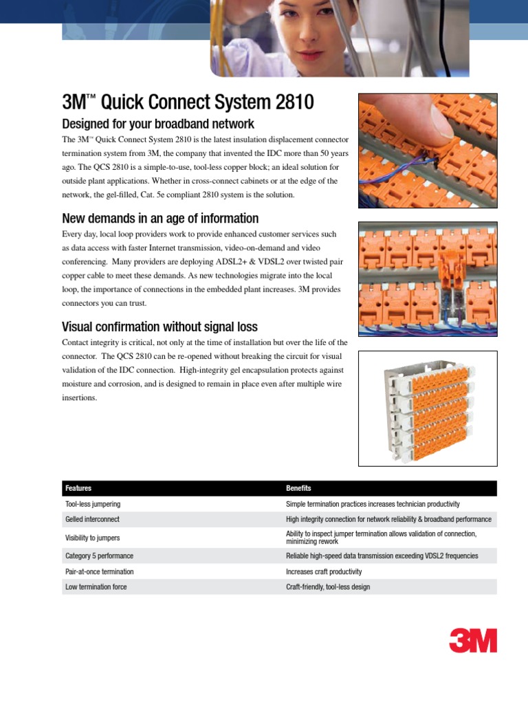 3M (TM) Quick Connect 2810 Datasheet | PDF | Electrical Connector | Cable