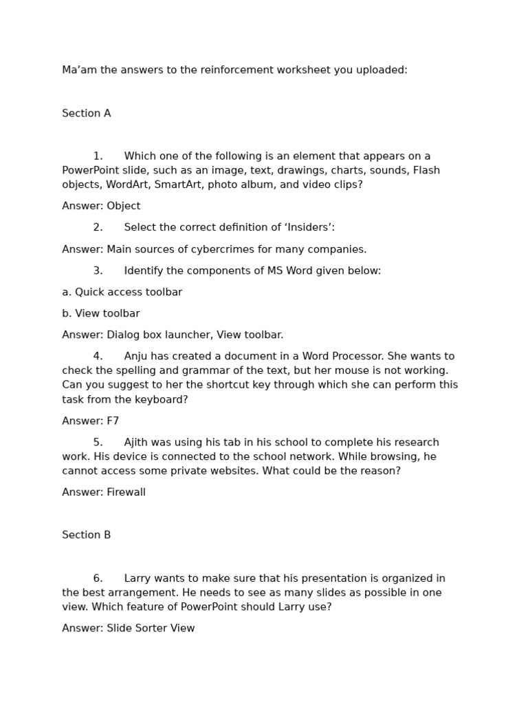 Comp Worksheet 1 | PDF