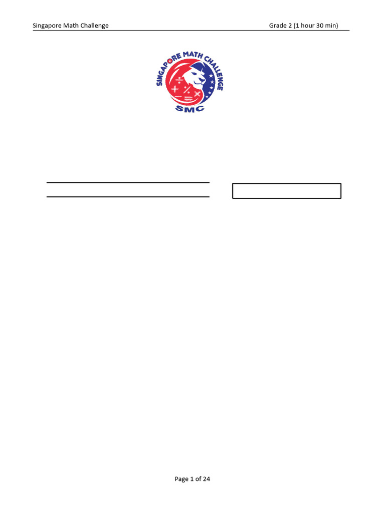 2023 Singapore Math Challenge Grade 2 | PDF