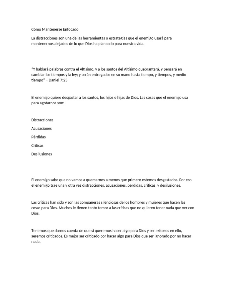 Cómo Mantenerse Enfocado | PDF
