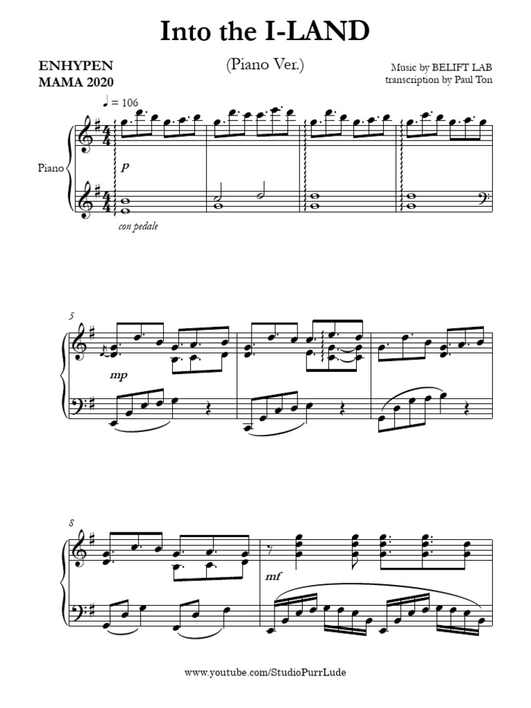ENHYPEN - Into The I-LAND (Piano Ver.) | PDF