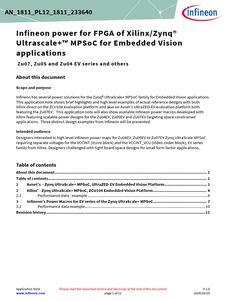 Infineon-DCDC POL FPGA Embedded Vision-AN-v01 00-EN | PDF