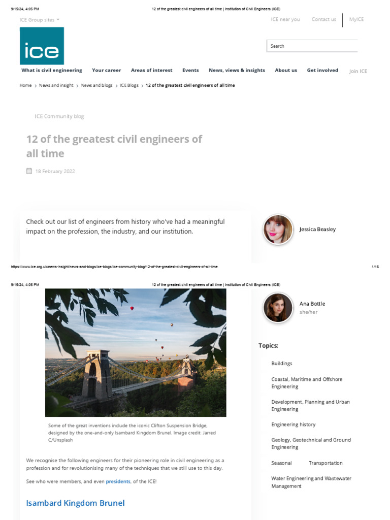 12 of The Greatest Civil Engineers of All Time - Institution of Civil ...