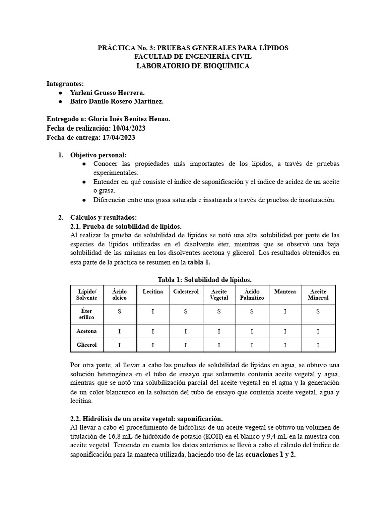 Práctica No 3 Lípidos Pdf