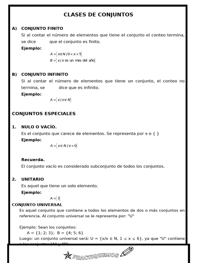 Clases de Conjuntos | PDF | Conjunto (Matemáticas) | Métodos y ...