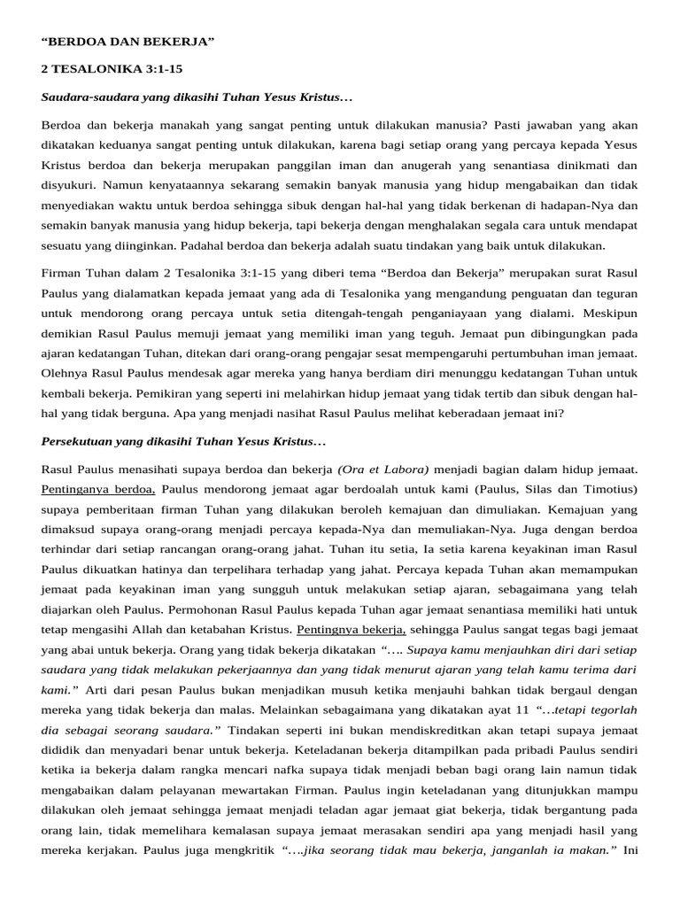 Berdoa Dan Bekerja | PDF
