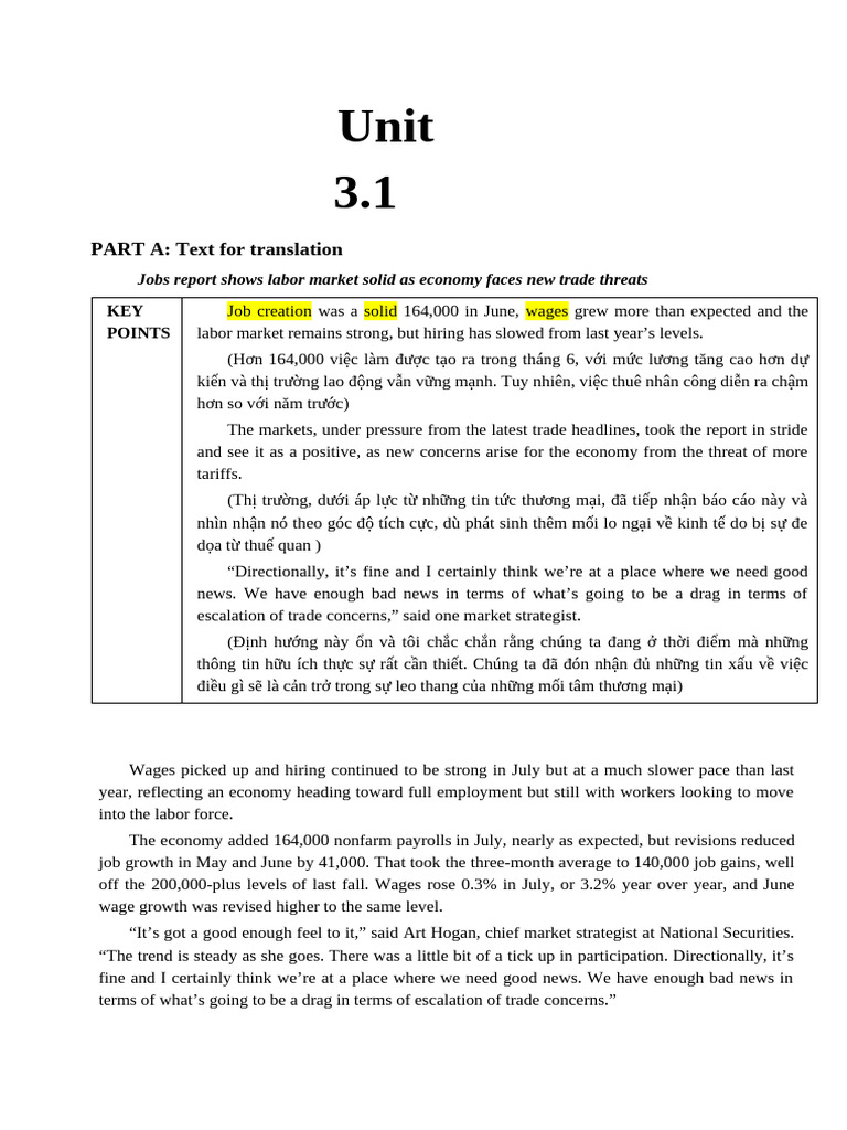 Translation Practice - U3.1 - Part A&B | PDF