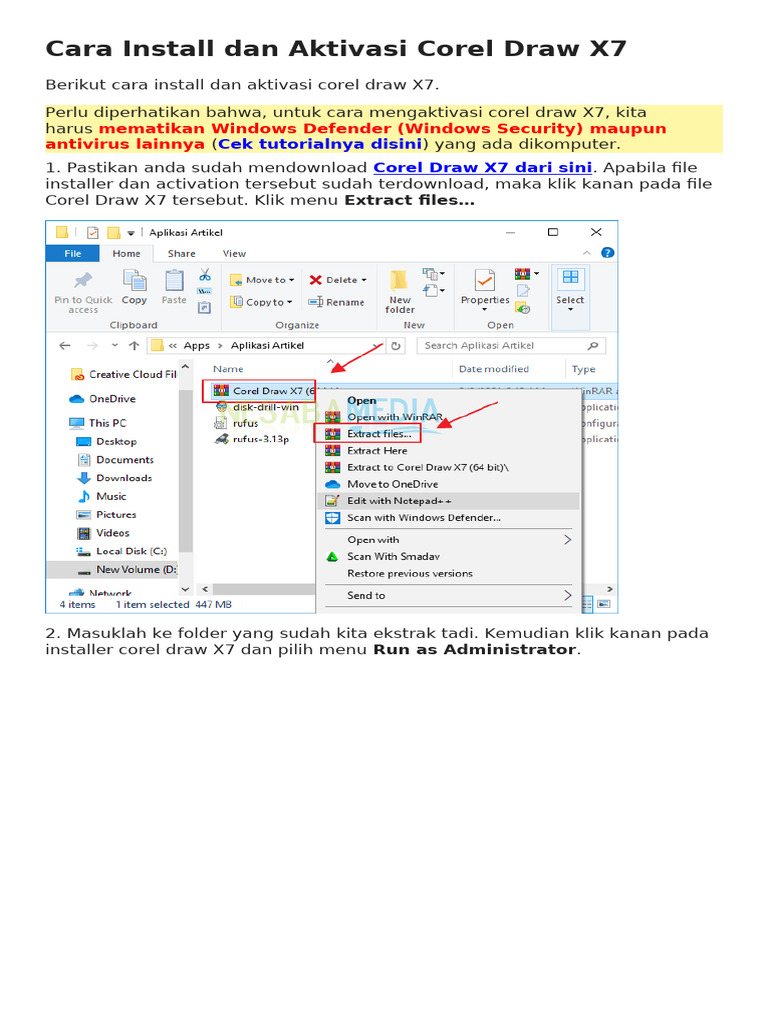 Cara Install Dan Aktivasi Corel Draw X7 | PDF