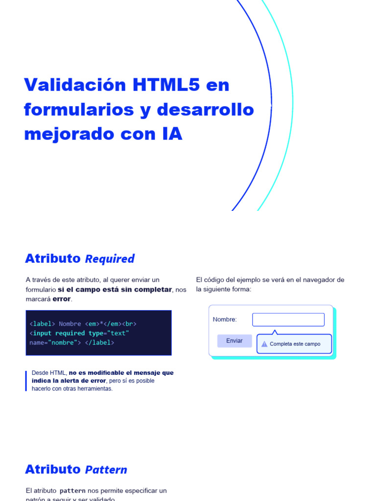 11 - Validación HTML5 en Fromularios y Desarrollo Mejorado Con IA | PDF