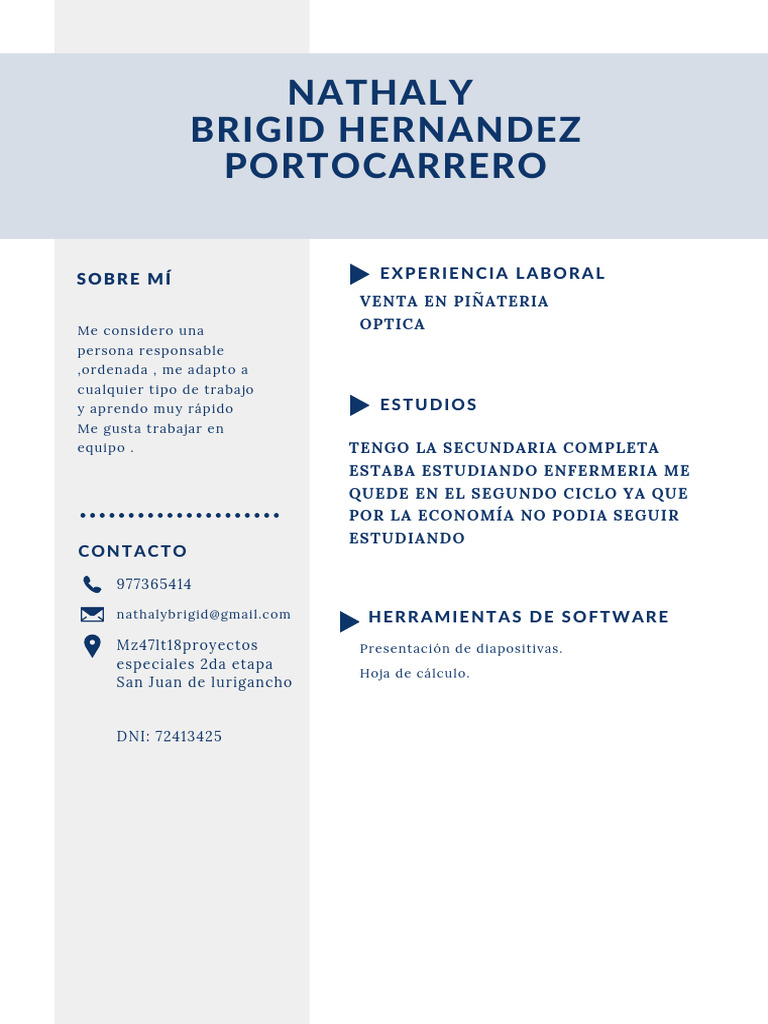 CV Nathaly Brigid Hernandez Portocarrero PDF | PDF