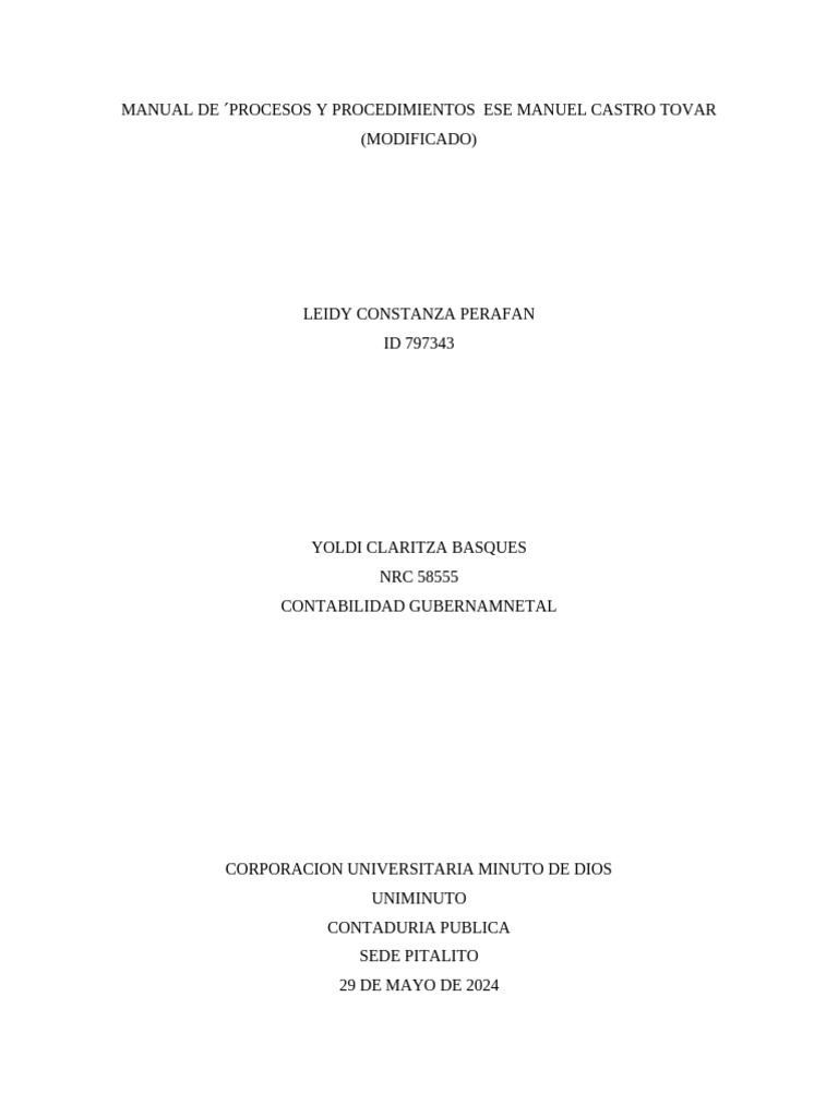 MANUAL DE PROCESOS Y PROCEDIMIENTOS | PDF