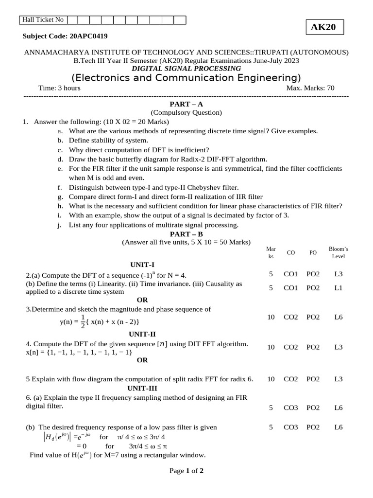 (Electronics and Communication Engineering) : Digital Signal Processing | PDF
