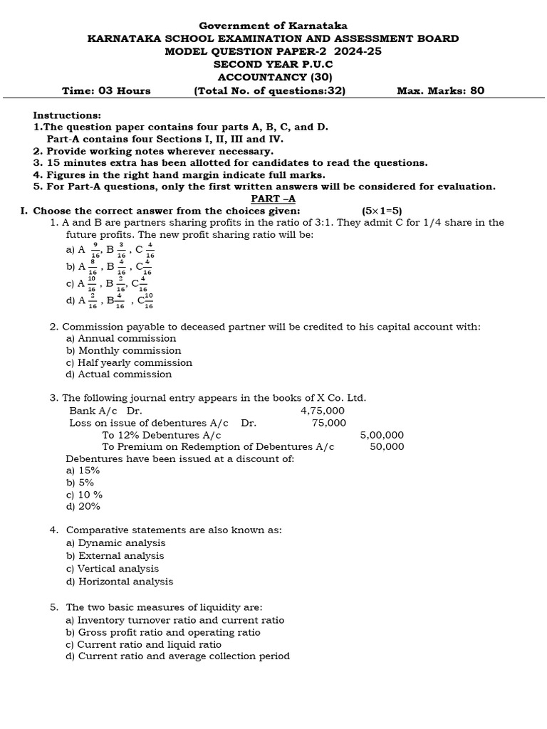 30 Accountancy Question Paper - 2 | PDF