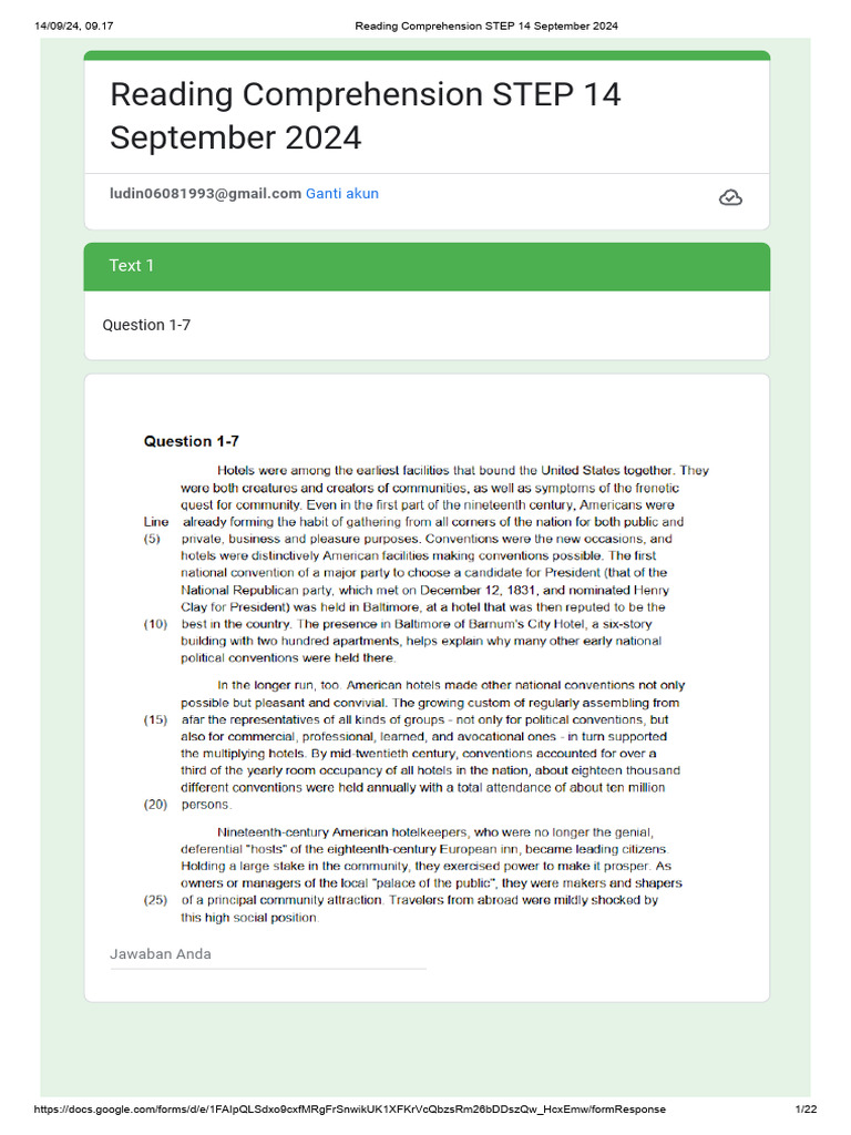 Reading Comprehension STEP 14 September 2024 | PDF