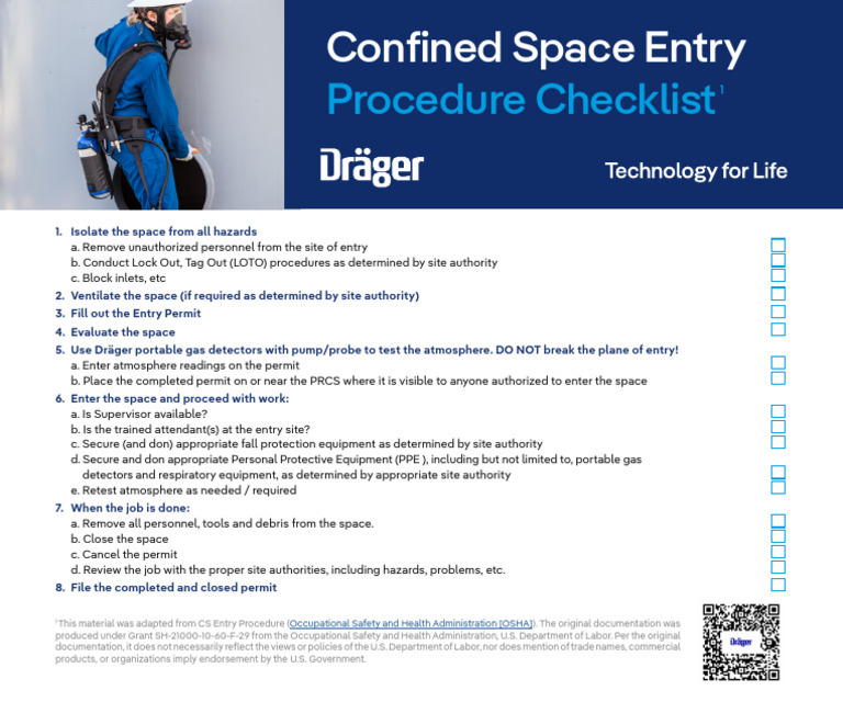 Confined Space Entry Checklist | PDF