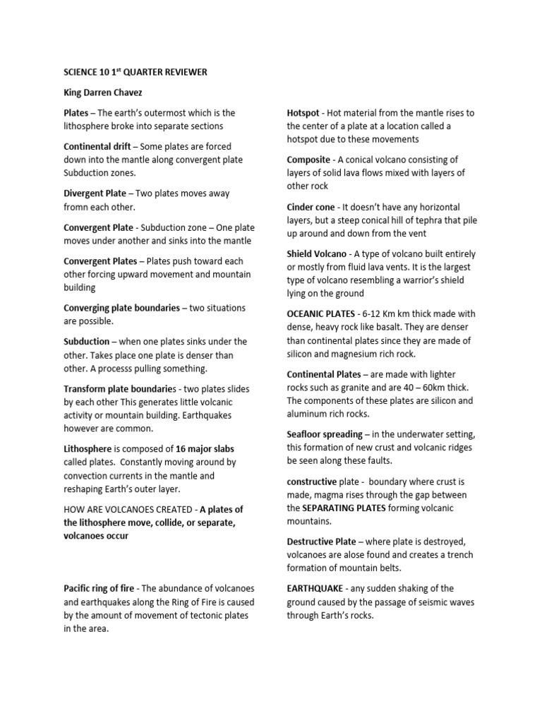 SCIENCE-REVIEWER grade 10 quarter 4 reviewer | PDF