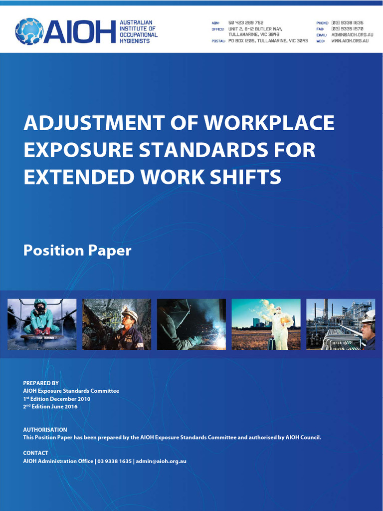 AIOH Position on Shift Exposure Standards | PDF | Occupational Hygiene ...