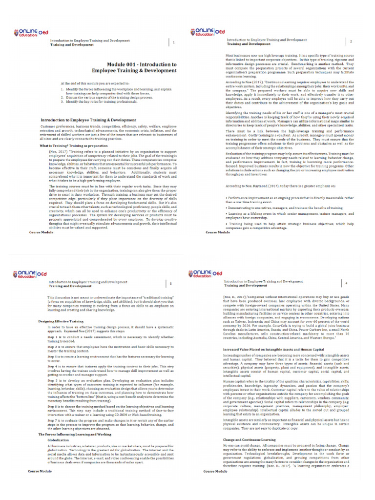 1 - Introduction to Employee Training & Development | PDF