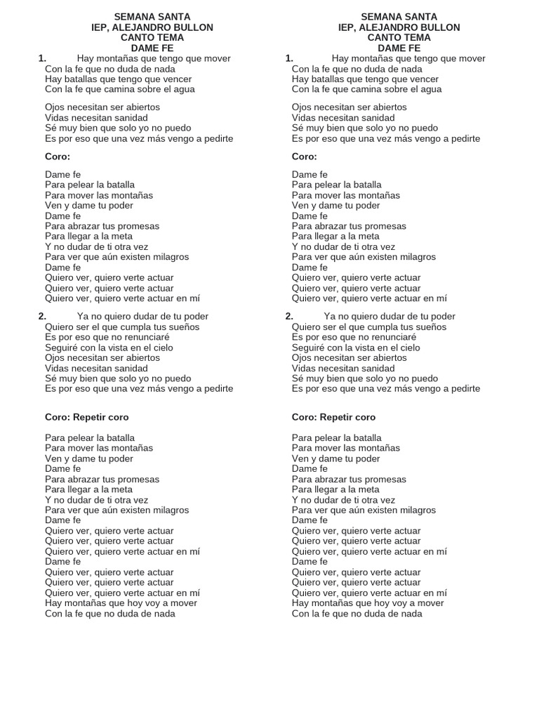 DAME FE- LETRA | PDF