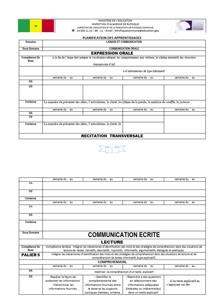 Planification CM 2 | PDF