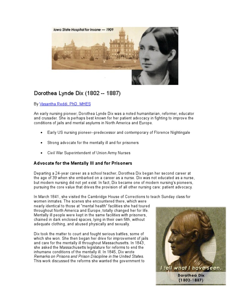 Dorothea Lynde Dix Article | Nursing | Prison