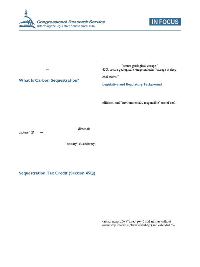 The Section 45Q Tax Credit For Carbon Sequestration - CRS | PDF