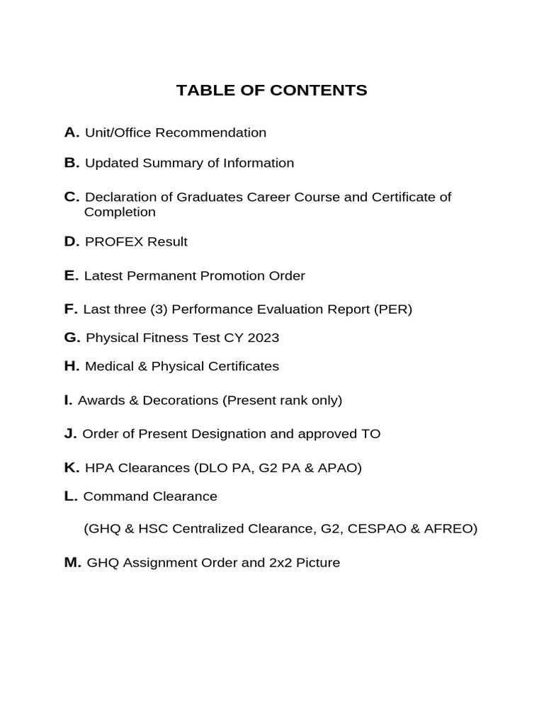 Table of Contents For Promotion | PDF