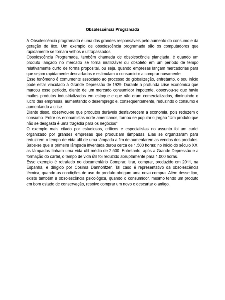 Obsolescência Programada | PDF