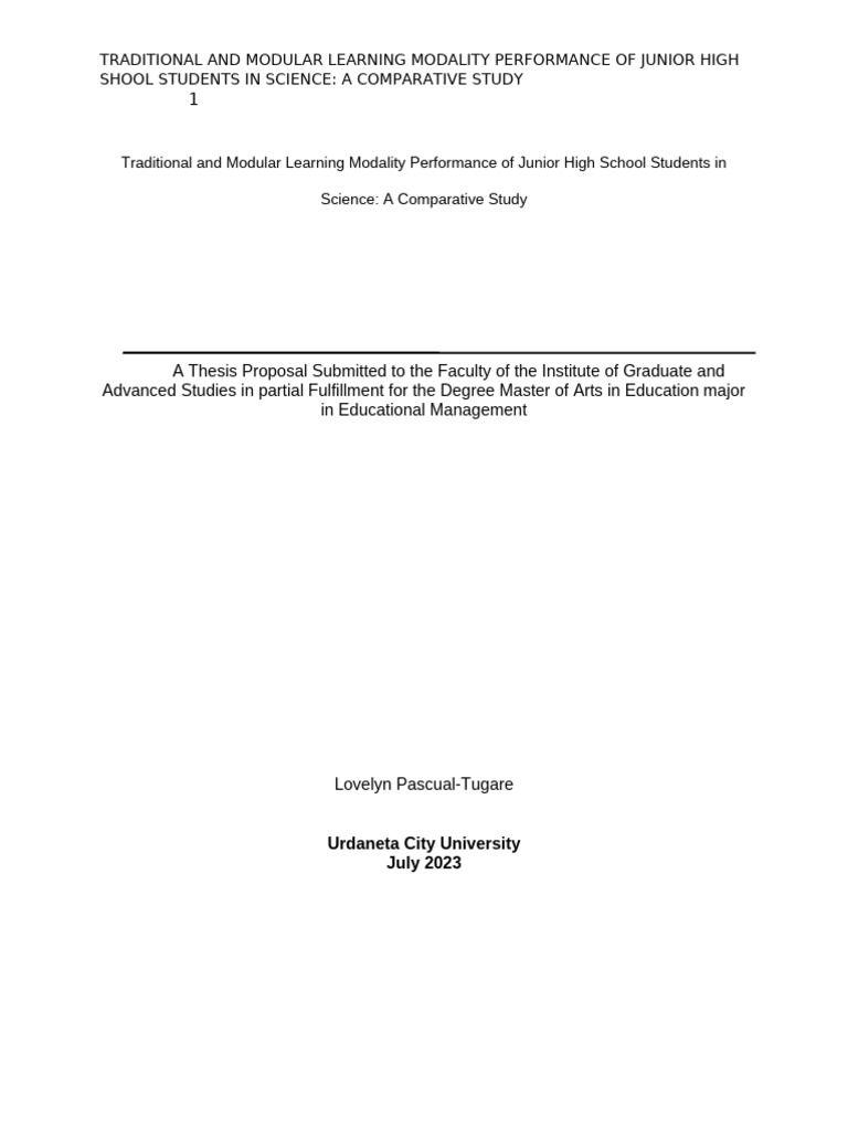 Effectiveness of Modular Teaching in Biology Among Junior High Shool ...