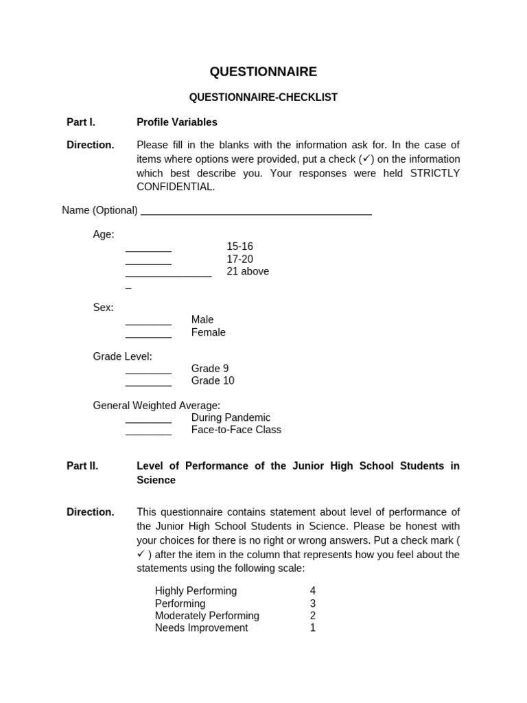 QUESTIONNAIRE For Proposal | PDF