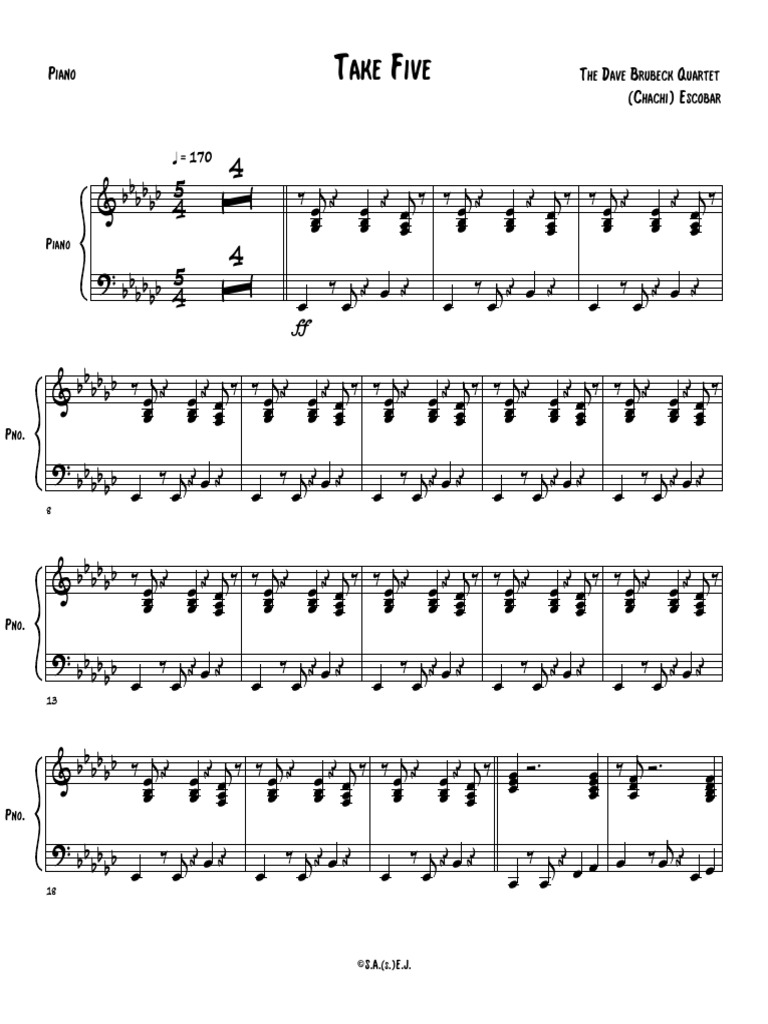 Take Five - Piano | PDF