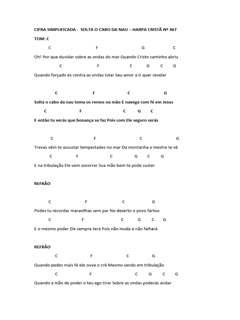 Cifra Solta o Cabo Da Nau - H. C 467-1 | PDF