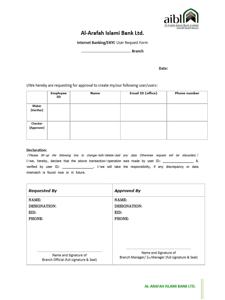 IB EKYC User Request Form | PDF